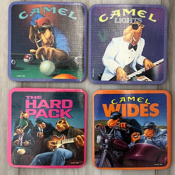 None | Dining | Vintage Joe Camel Cigarette Coasters Four Pack | Poshmark